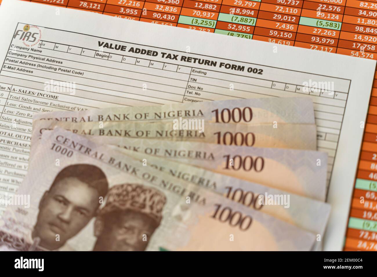 Nigerian Valued Added Tax Form with Nigerian Naira Notes Stock Photo ...