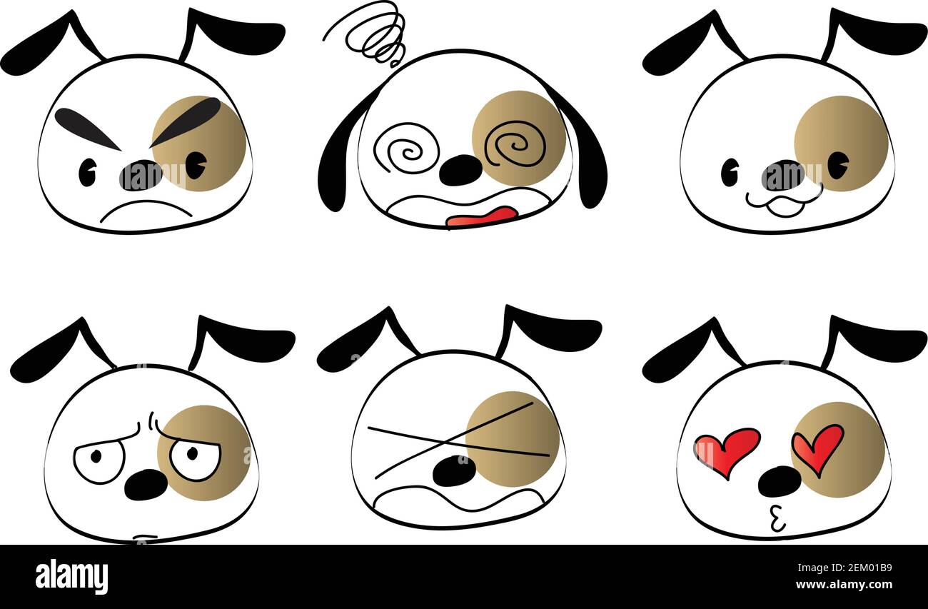 vector cartoon dog puppy action emoji set Stock Vector Image & Art - Alamy