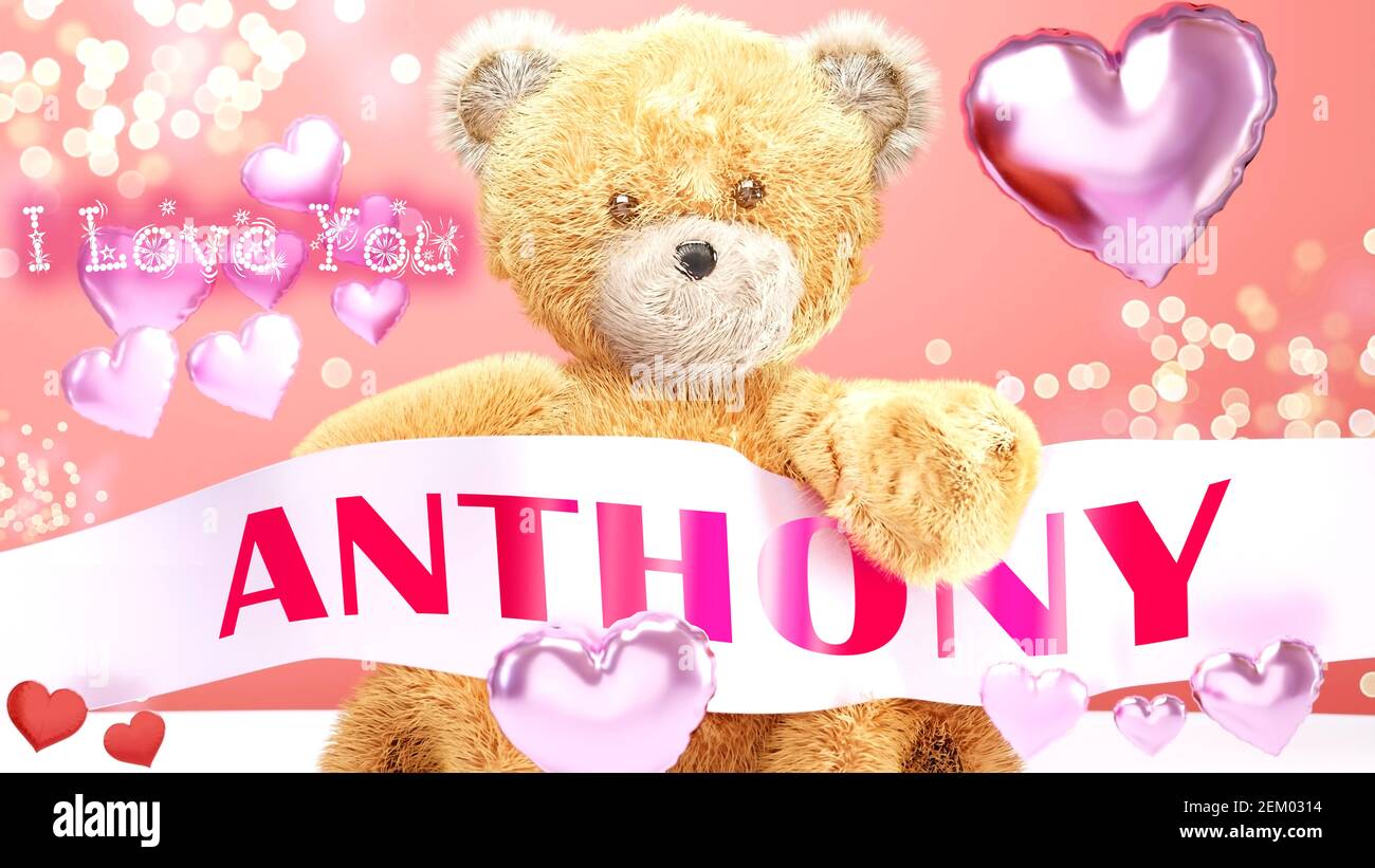 I love you anthony teddy bear on a wedding hi-res stock photography and ...