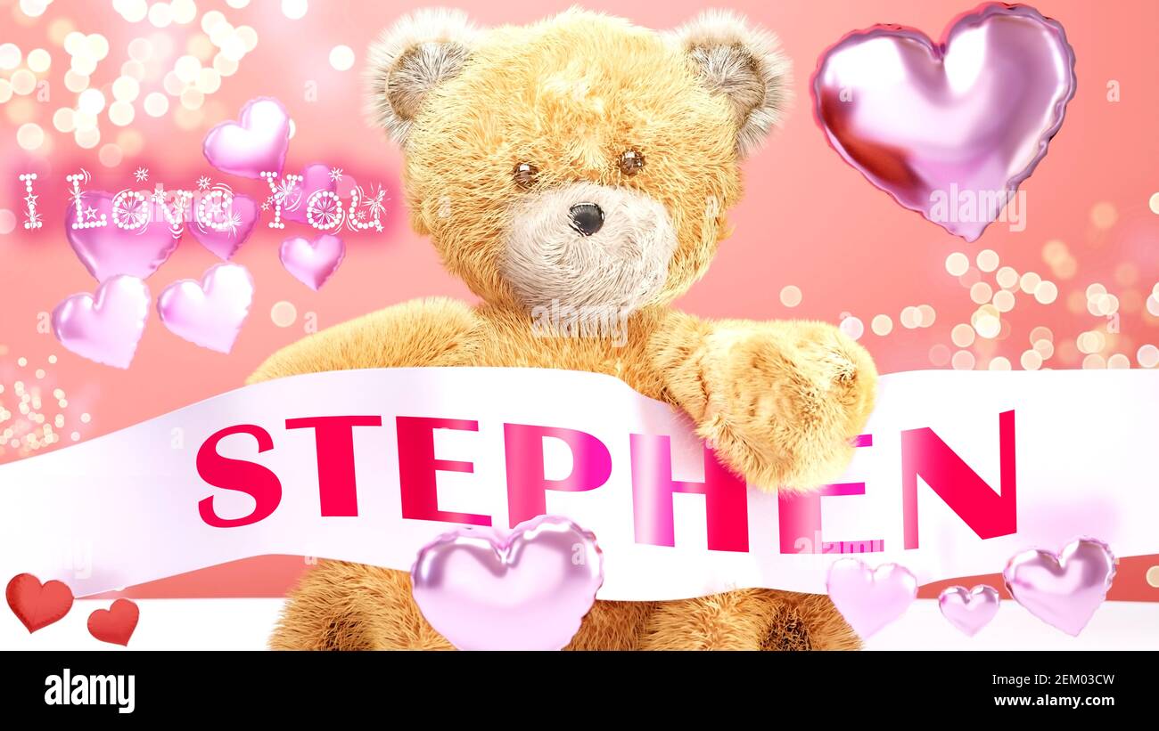 I love you stephen teddy bear on a wedding hi-res stock photography and ...