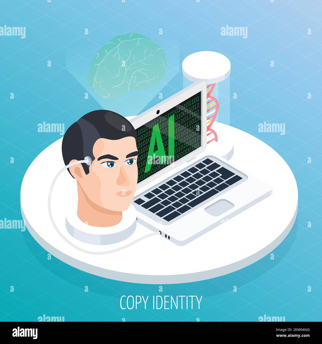 Artificial intelligence mind archivation isometric composition with ...