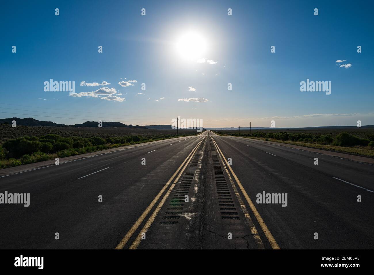 Empty highway asphalt road and beautiful sky sunset landscape ...