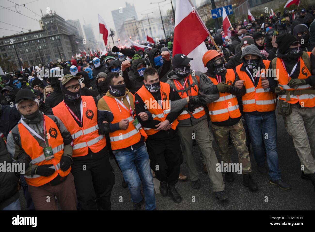 Nationalists marching in a cordon during Independence Day. Thousands ...