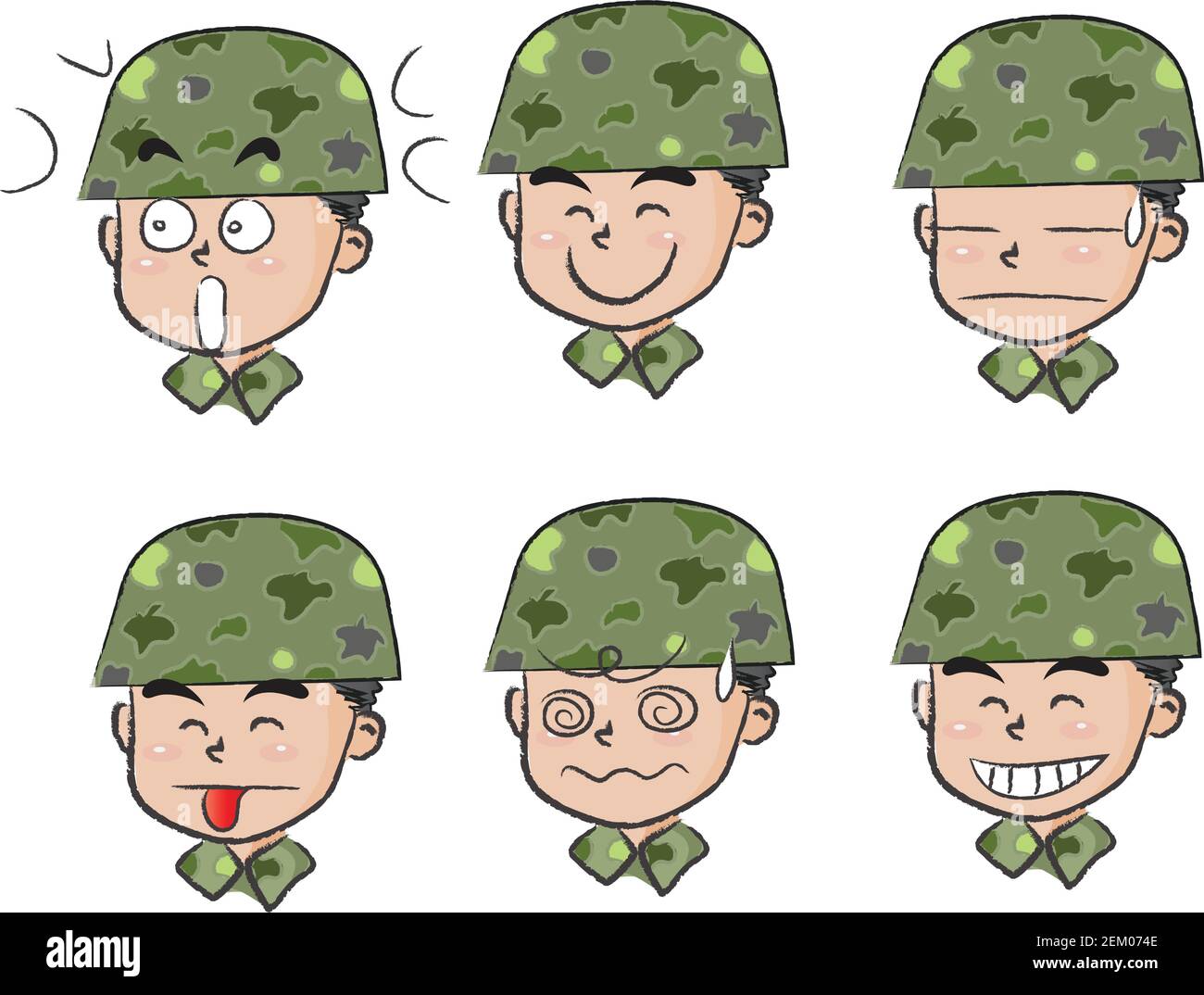 vector cartoon soldier face emoji set Stock Vector Image & Art - Alamy