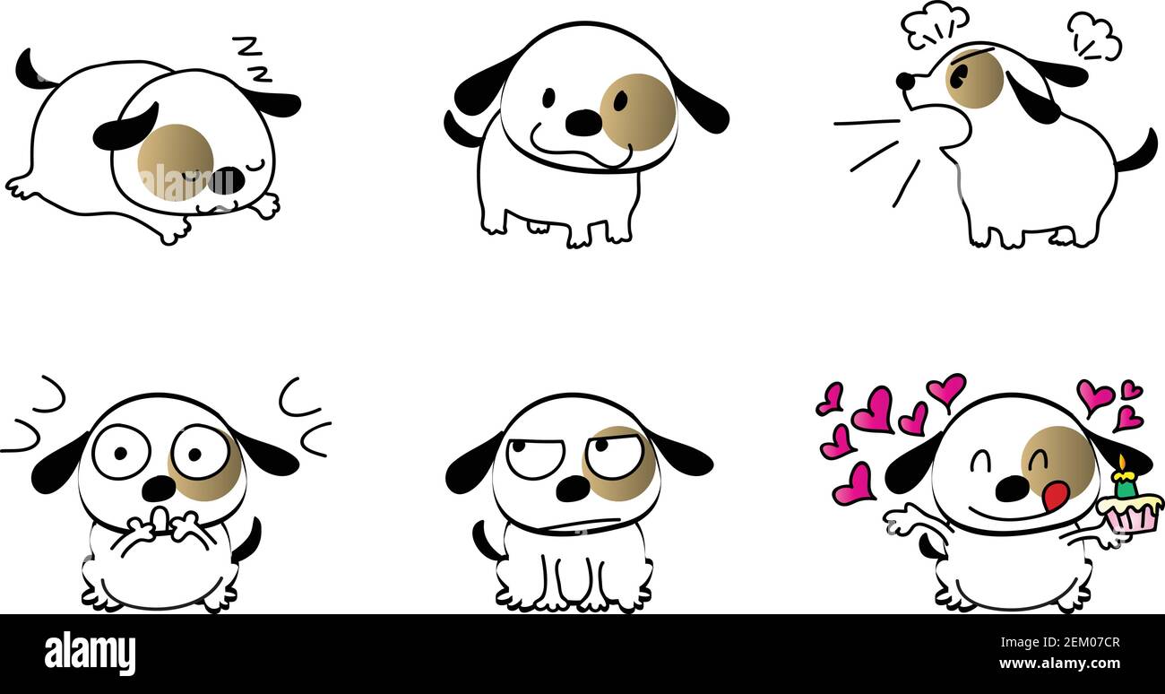 vector cartoon dog puppy action emoji set Stock Vector Image & Art - Alamy