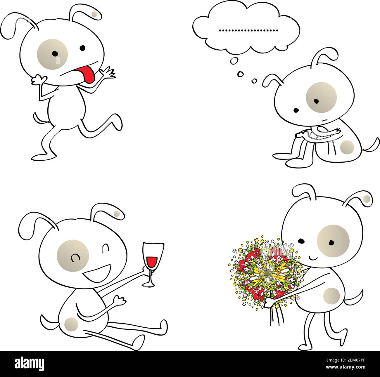 vector cartoon dog puppy action emoji set Stock Vector Image & Art - Alamy