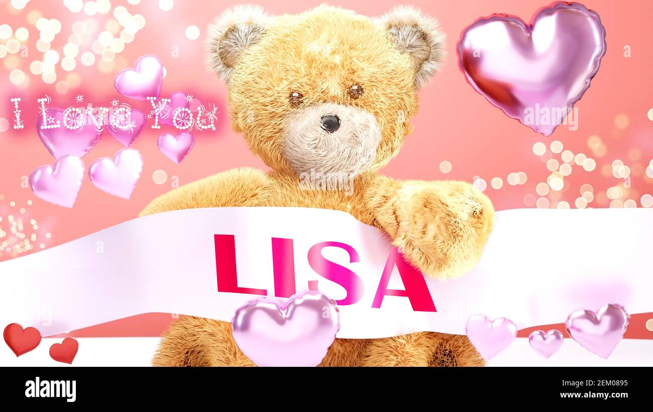 I love you Lisa - cute and sweet teddy bear on a wedding, Valentine's ...