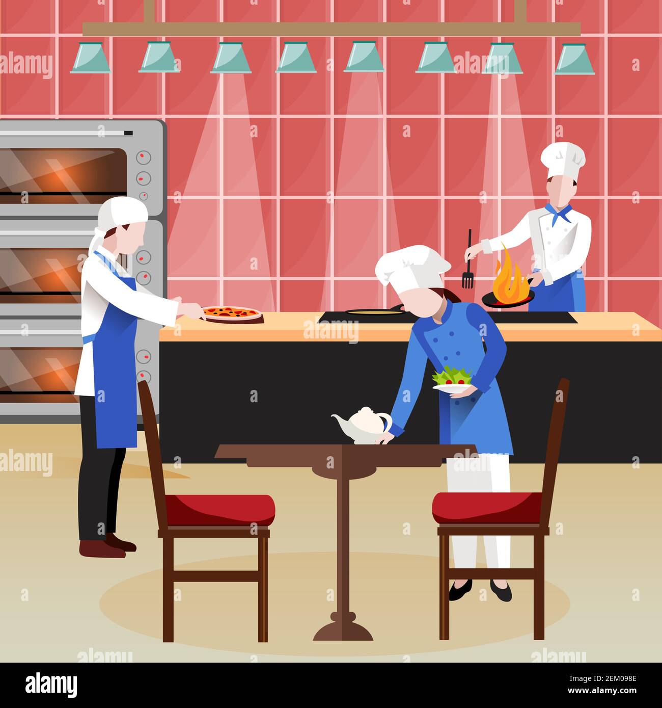 Female restaurant employees Stock Vector Images - Alamy