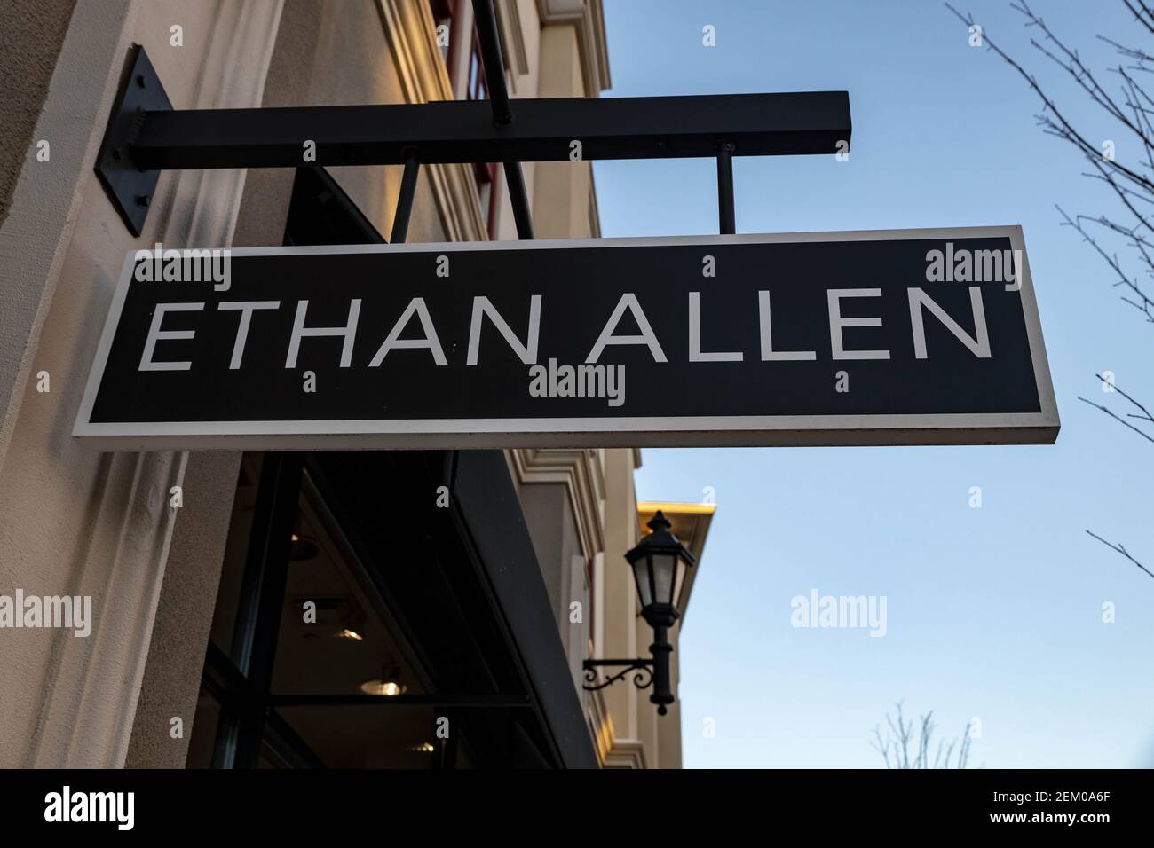 Ethan Allen logo seen at one of their stores. (Photo by Stephen Zenner ...