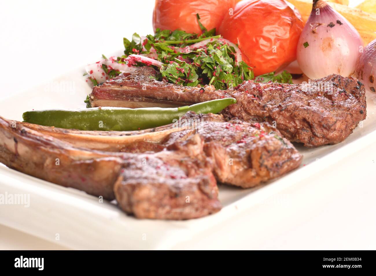 beef chop steak isolated on white background Stock Photo - Alamy