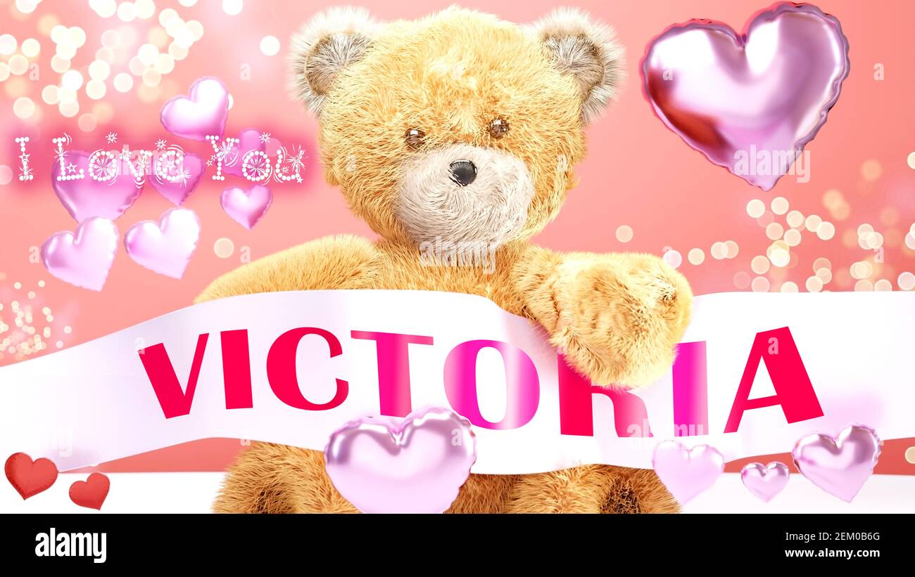 I love you victoria teddy bear on a wedding hi-res stock photography ...