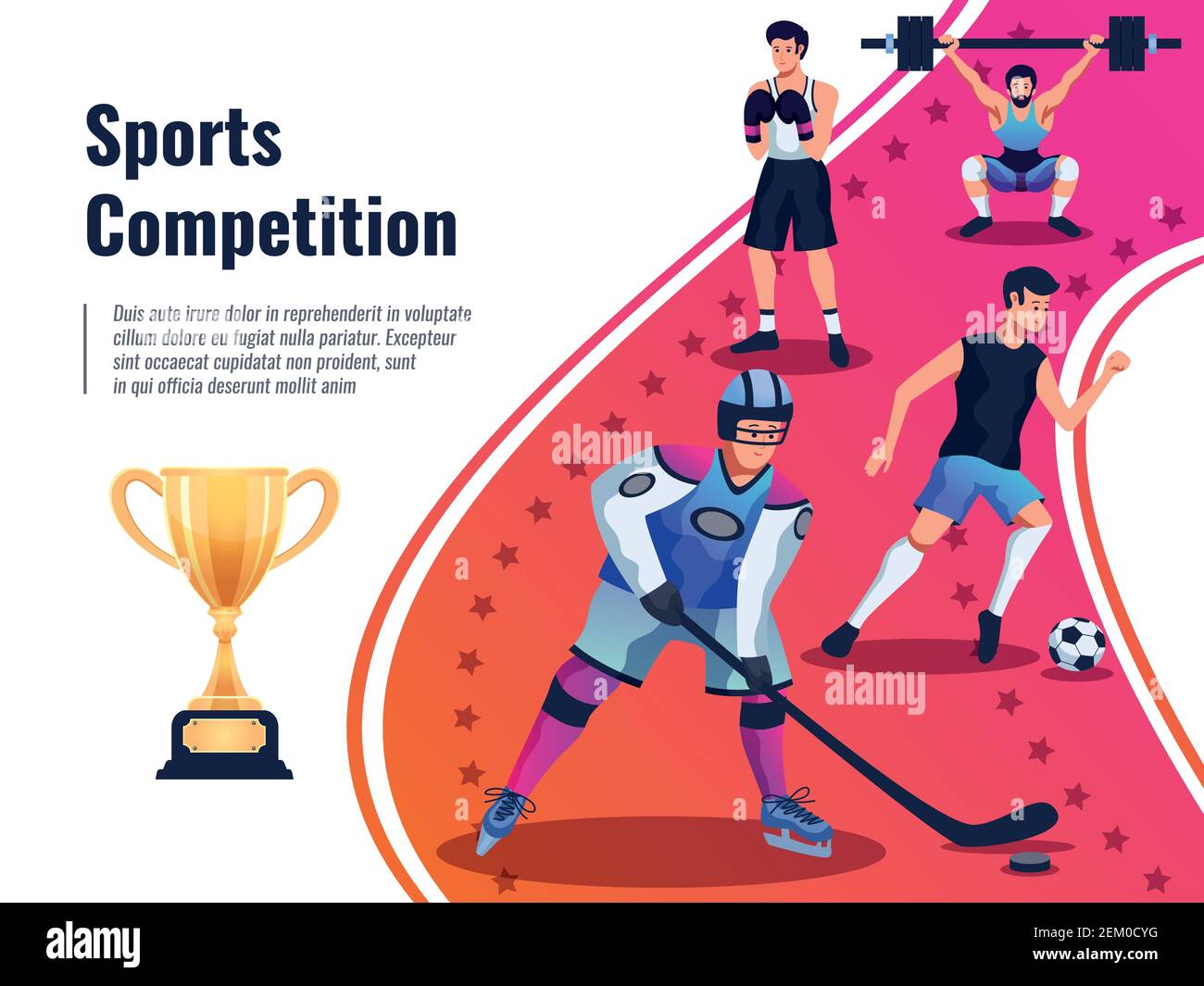 Sports competition background with winners cup and athletes boxing ...