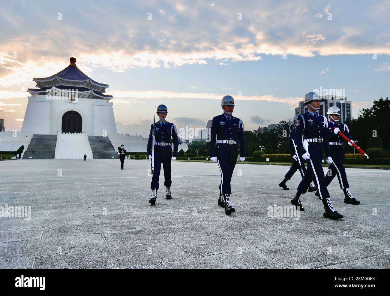 Taiwan Tri-Service Honour (Honor) Guards prepare for the flag raising ...