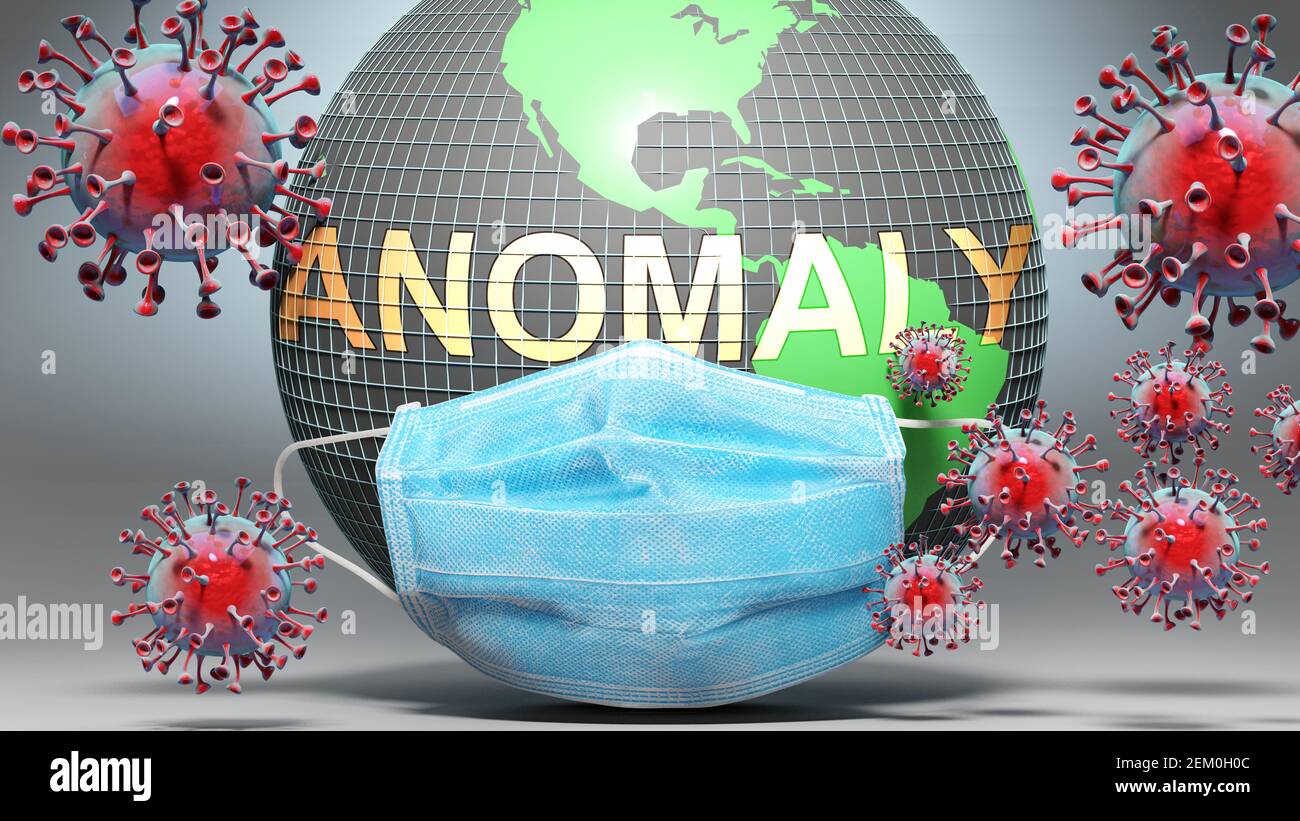 Anomaly and covid - Earth globe protected with a blue mask against ...