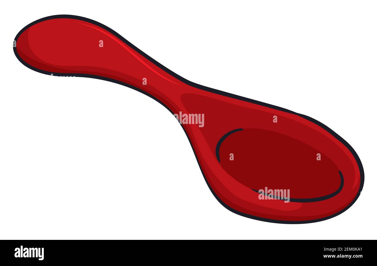 Chinese spoon for soups in red color and porcelain material in cartoon ...