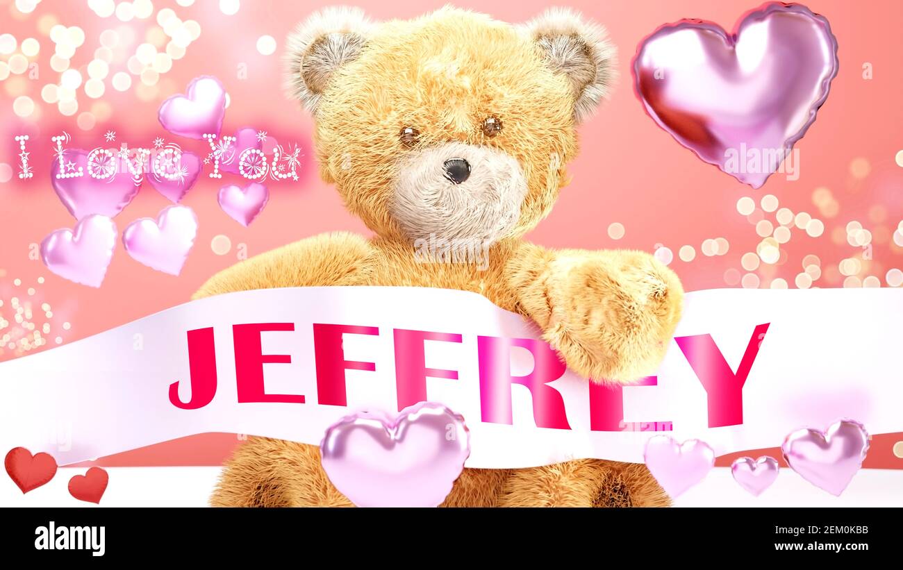 I love you jeffrey teddy bear on a wedding hi-res stock photography and ...