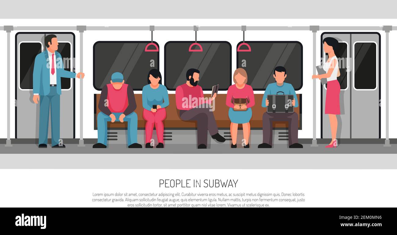 Subway underground transportation flat poster header title with metro ...