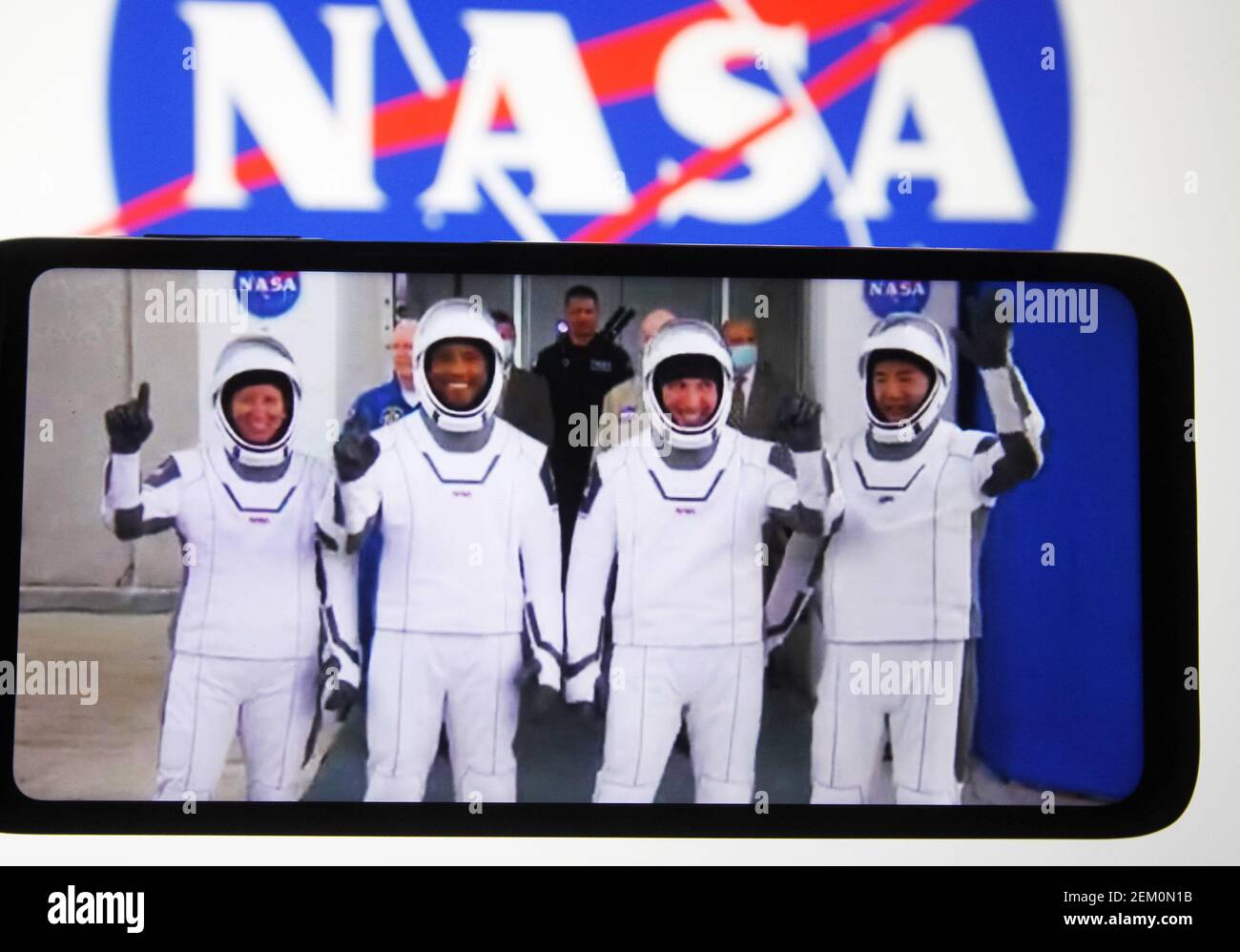 In this photo illustration the astronauts during the NASA SpaceX Crew-1 ...