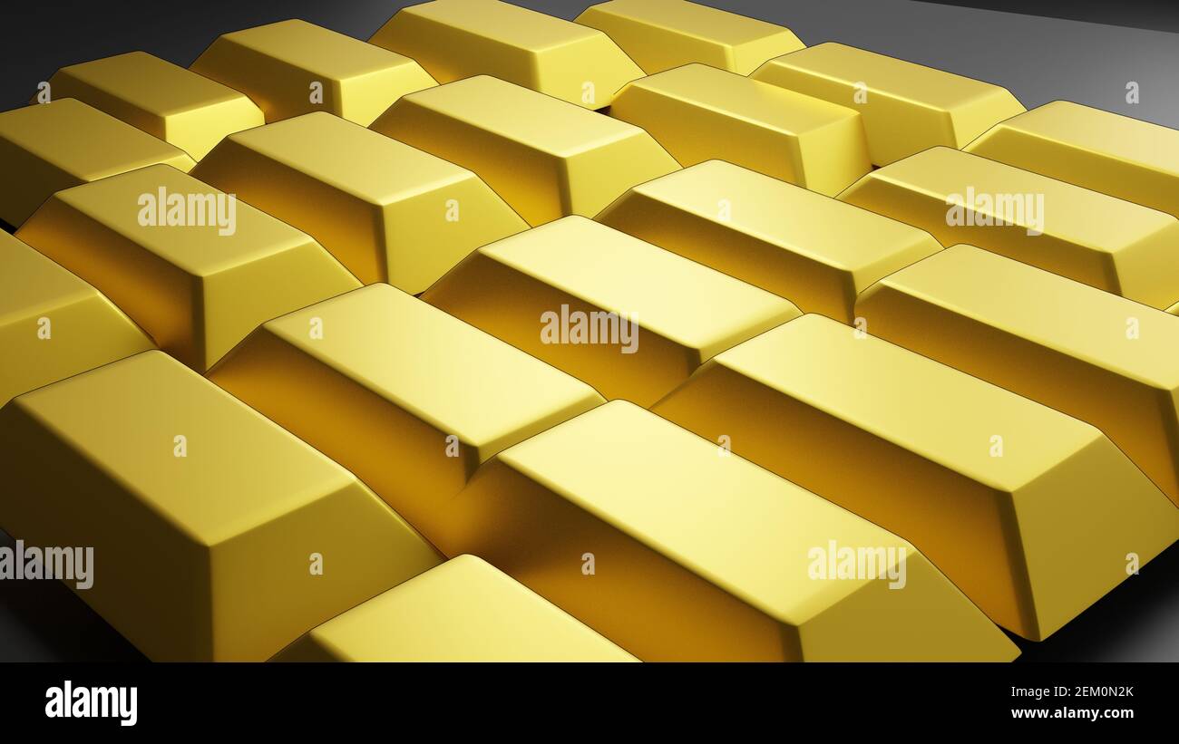 Simulated gold bar on black background, 3d rendering Stock Photo - Alamy