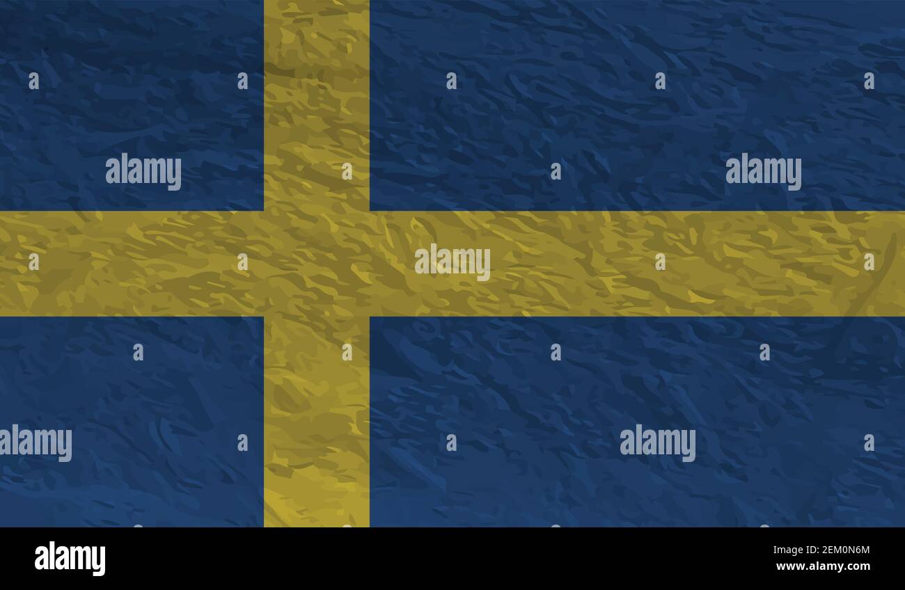 Sweden flag with waving grunge texture. Vector background Stock Vector ...