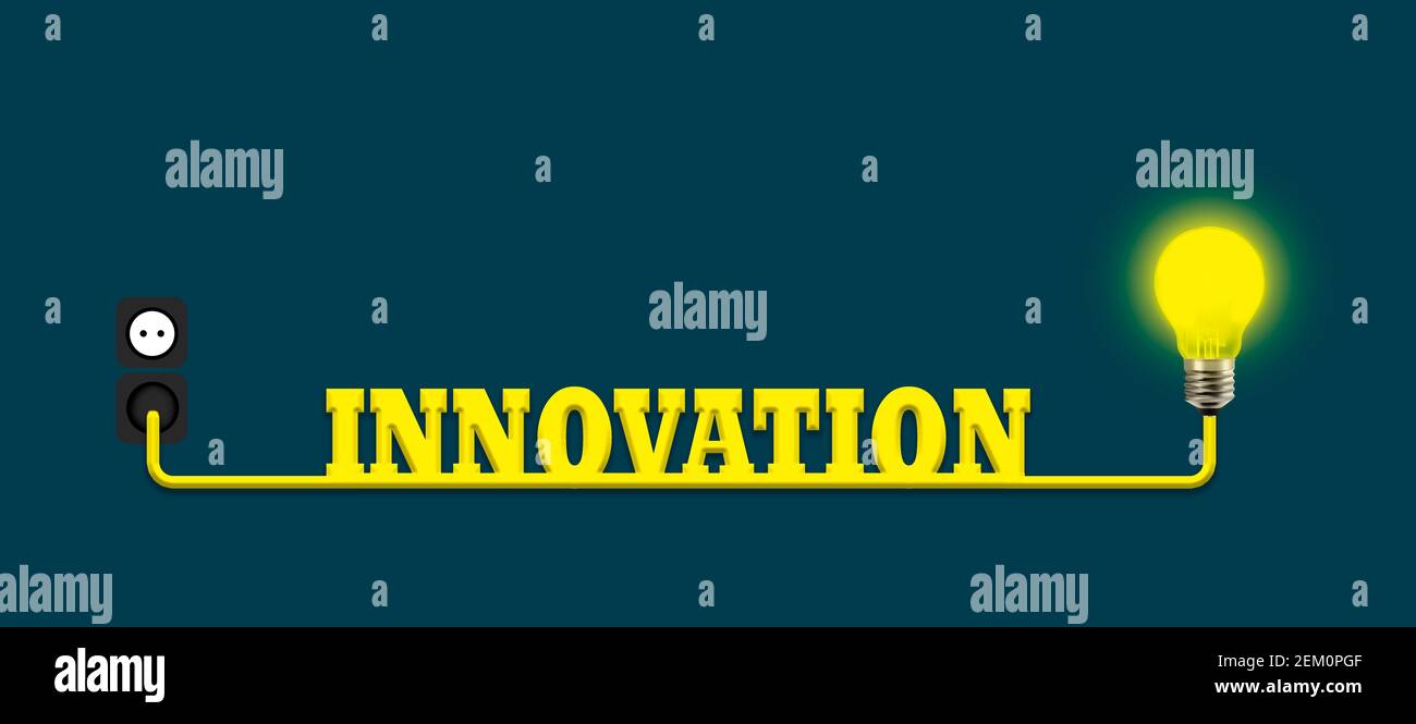 Illustration of innovation concept. light bulb innovation typography ...