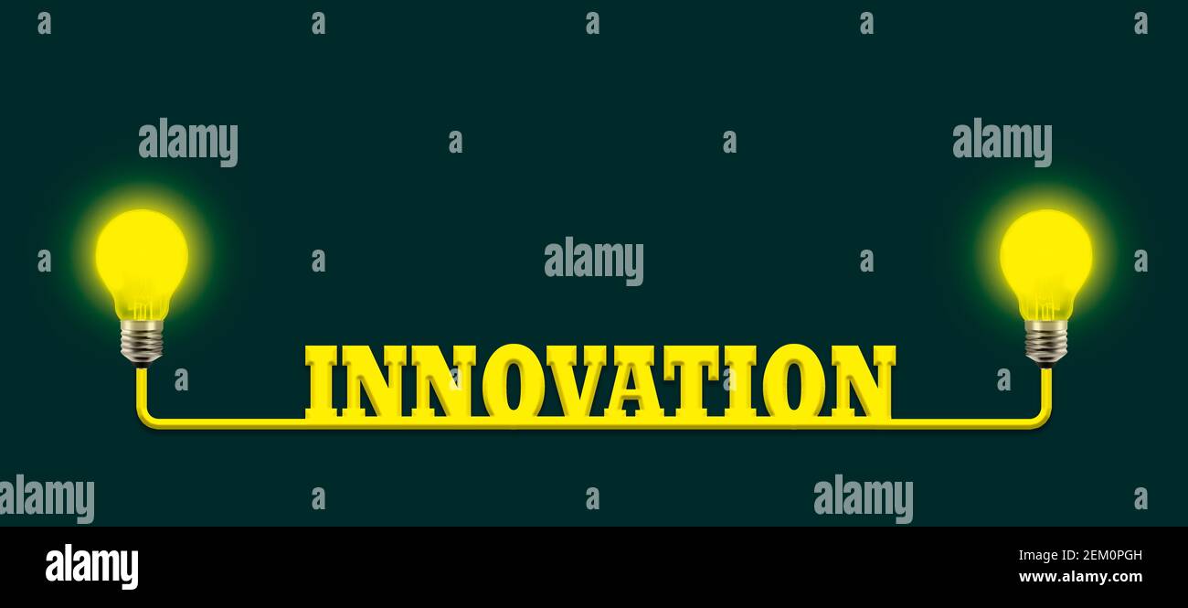 light-bulbs Innovation concept, yellow light bulb connected by ...