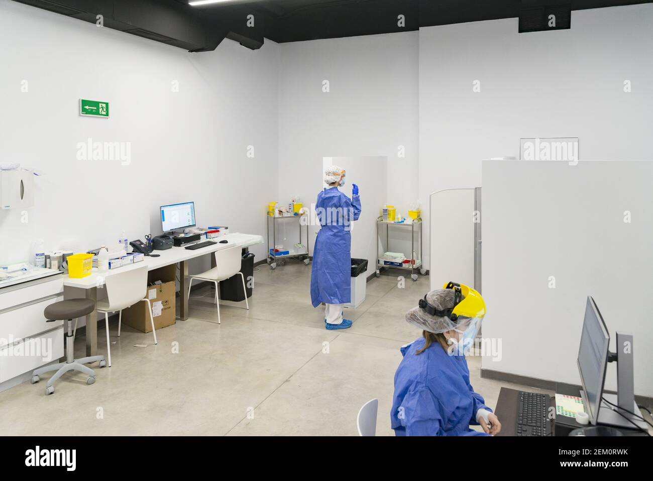 View of a room for PCR Covid-19 tests. The antigen test service is a ...