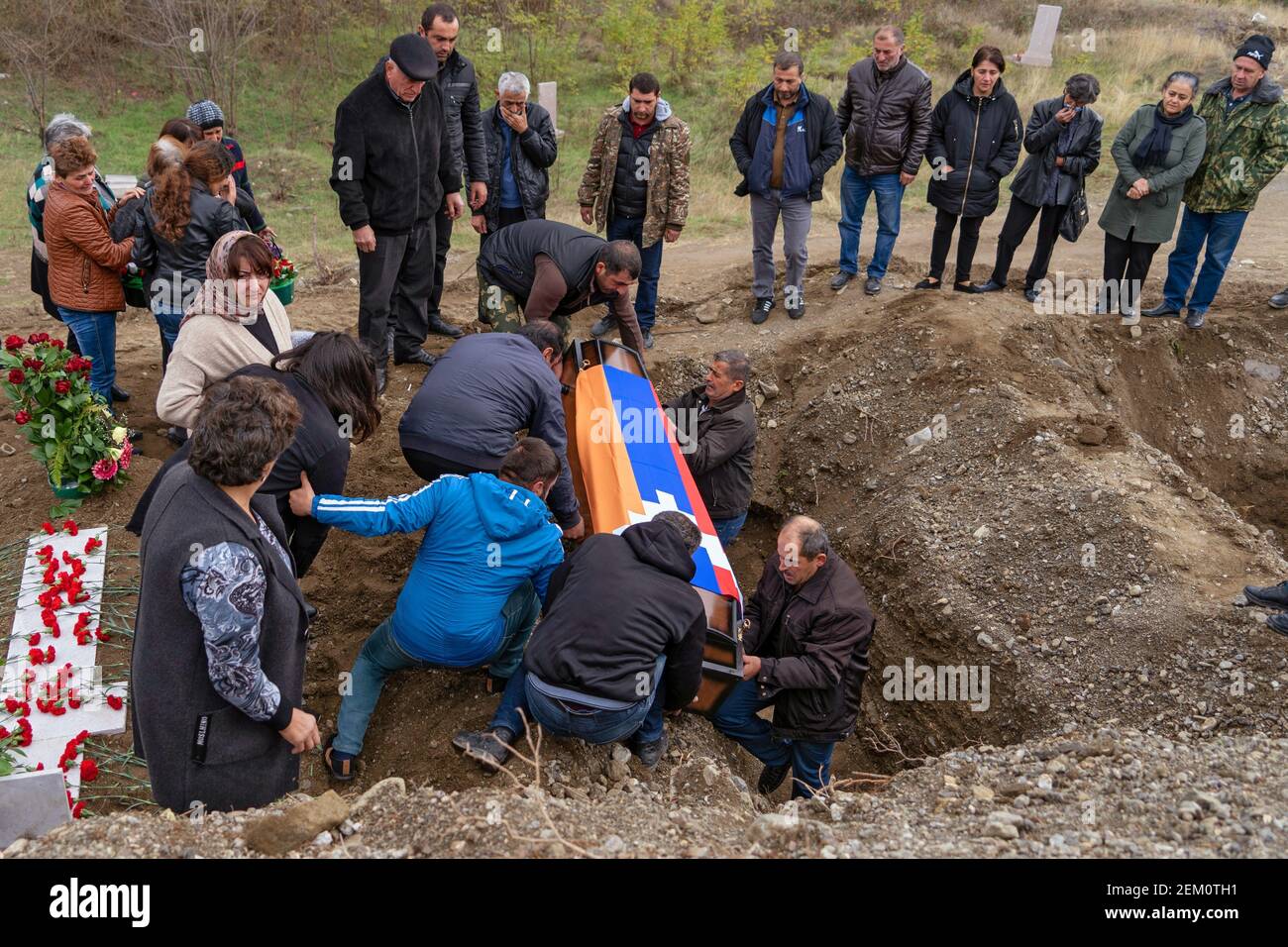 The political situation in Nagorno-Karabakh. Funeral of 28-year-old soldier-sniper Makhtar ...