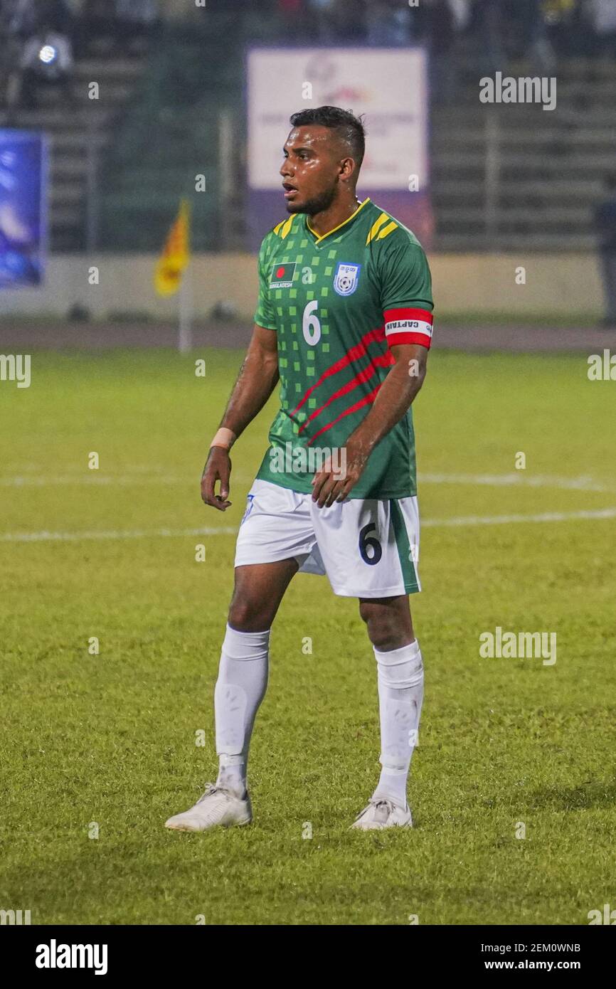 Bangladeshi captain Jamal Bhuiyan in action during the Second FIFA friendly match between ...