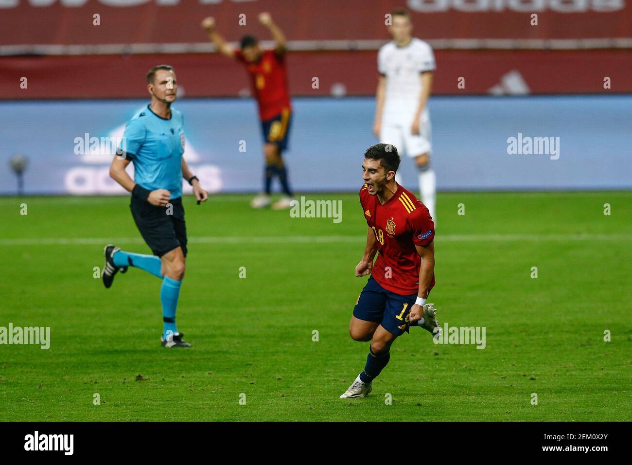 Ferran Torres of Spain celebrates after scoring the 4-0 during the UEFA ...