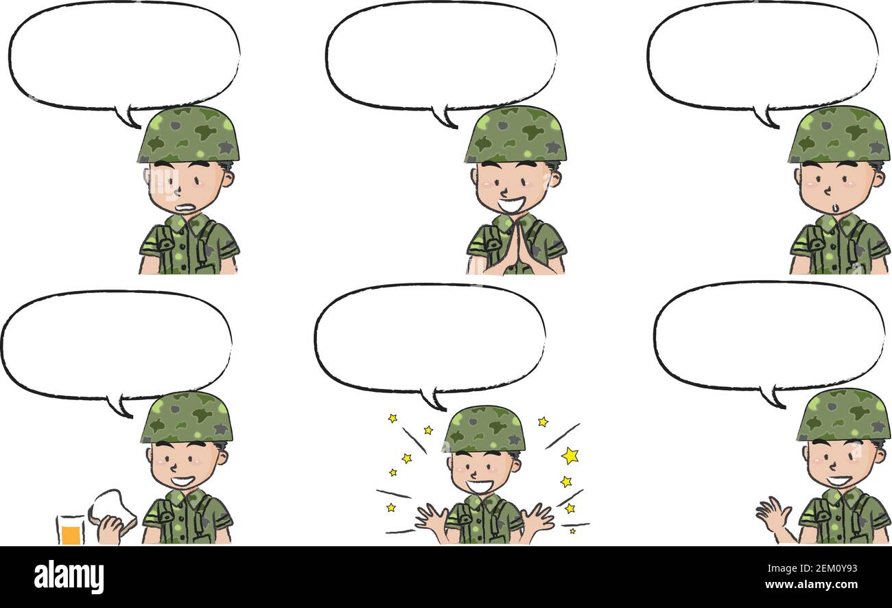 vector cartoon soldier emoji with blank speech bubble set Stock Vector ...