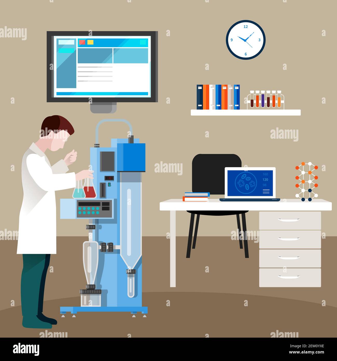 Scientists people in cabinet vector illustration with laboratory ...