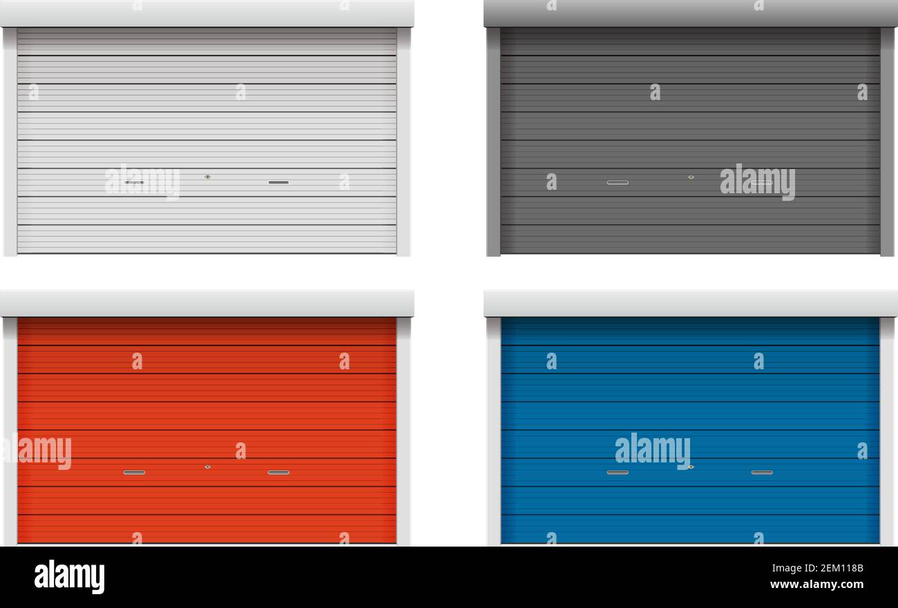 Roller shutter door vector illustration set ( color variations Stock ...