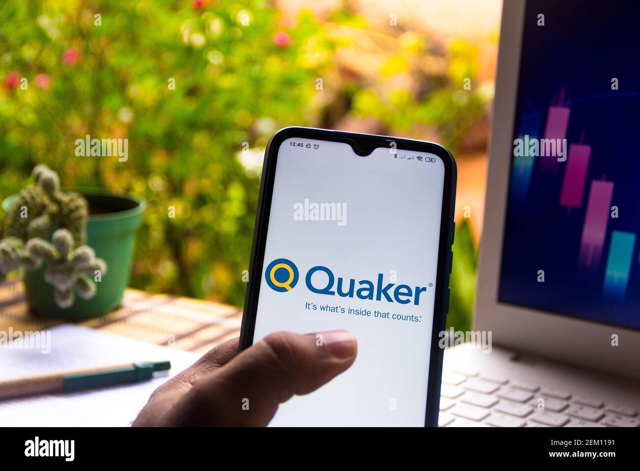 In this photo illustration the Quaker Chemical Corporation logo seen ...