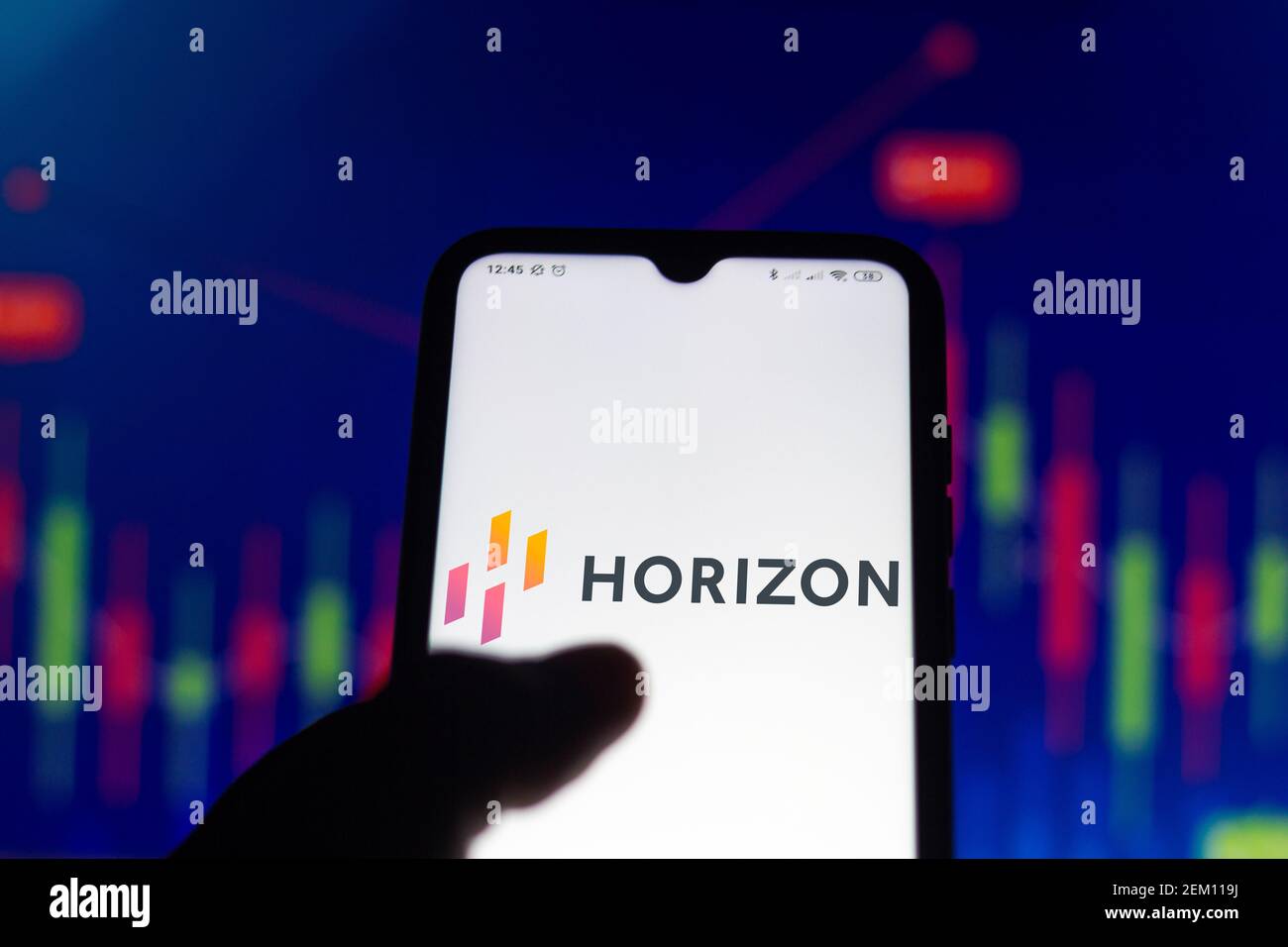 In this photo illustration the Horizon Therapeutics logo seen displayed ...