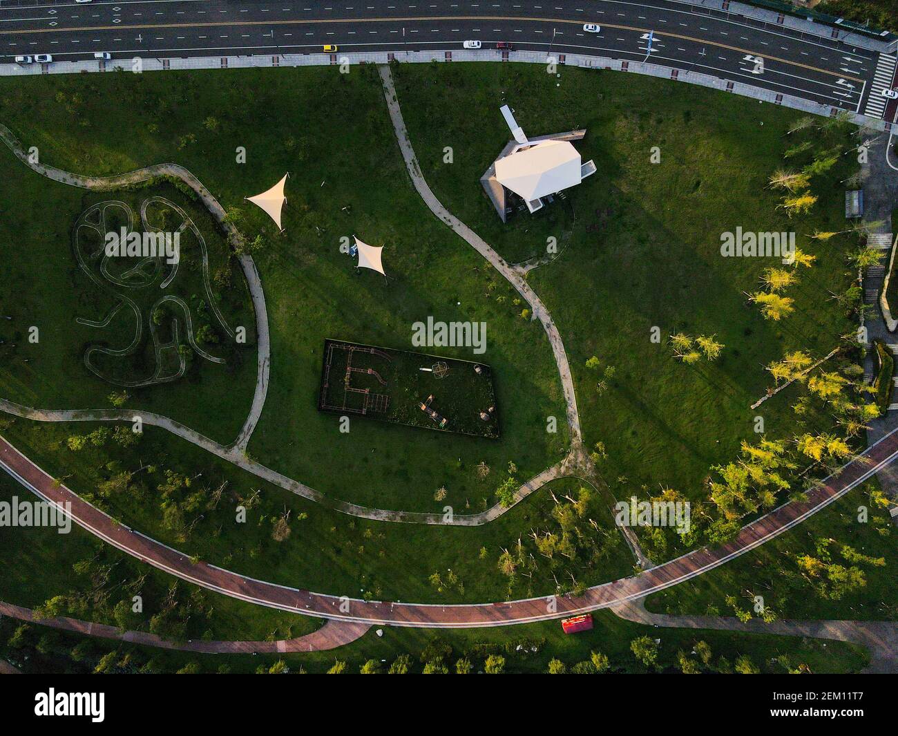 --FILE--An aerial view of Chengdu Science City, which has a planned ...