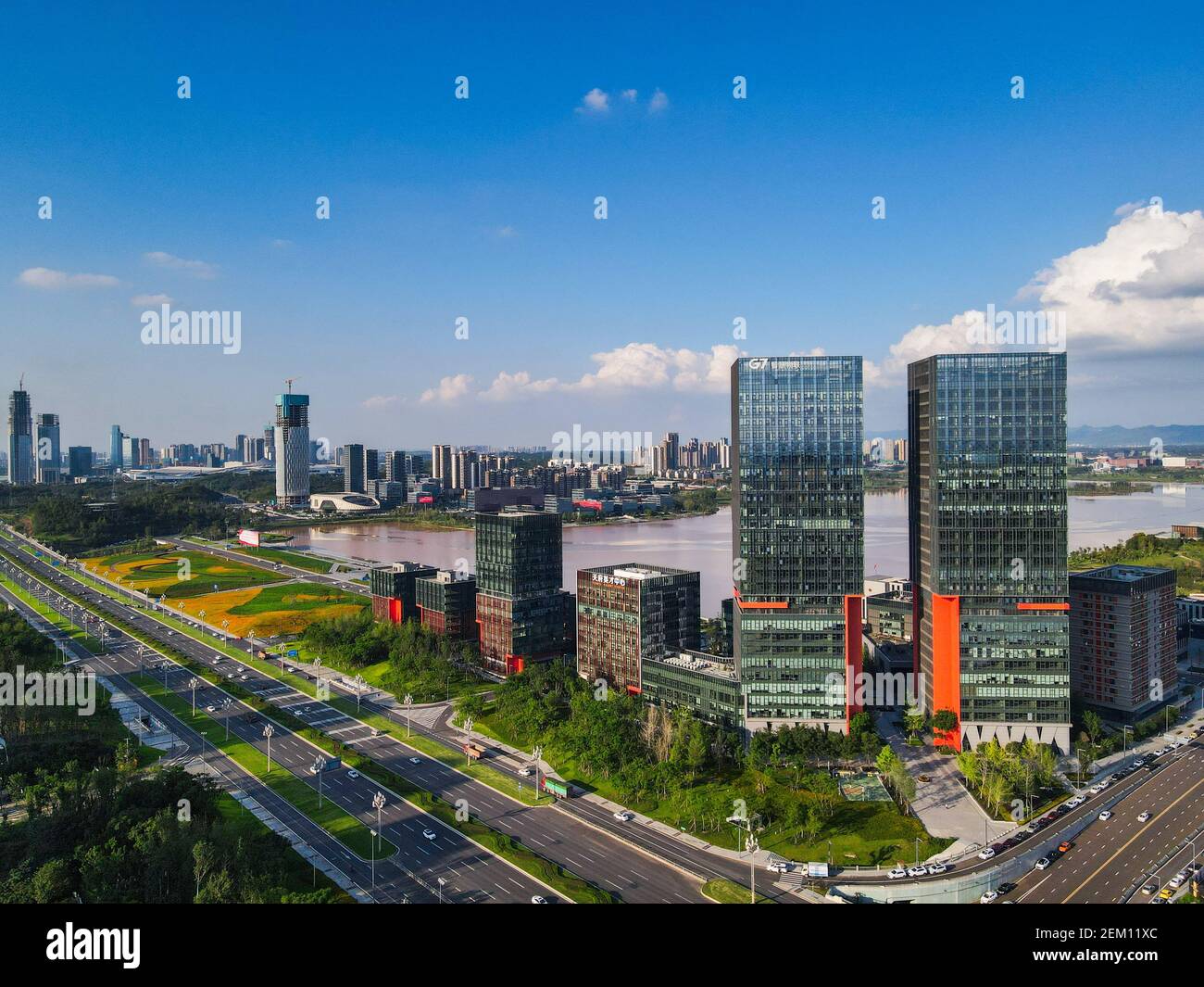 --FILE--An aerial view of Chengdu Science City, Tianfu Jingrong Center ...