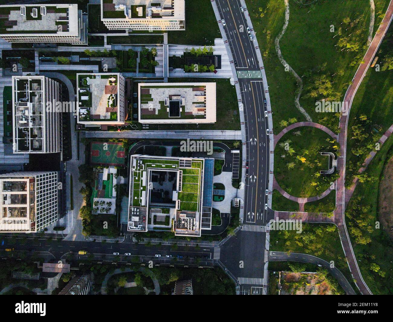 --FILE--An aerial view of Chengdu Science City, which has a planned ...