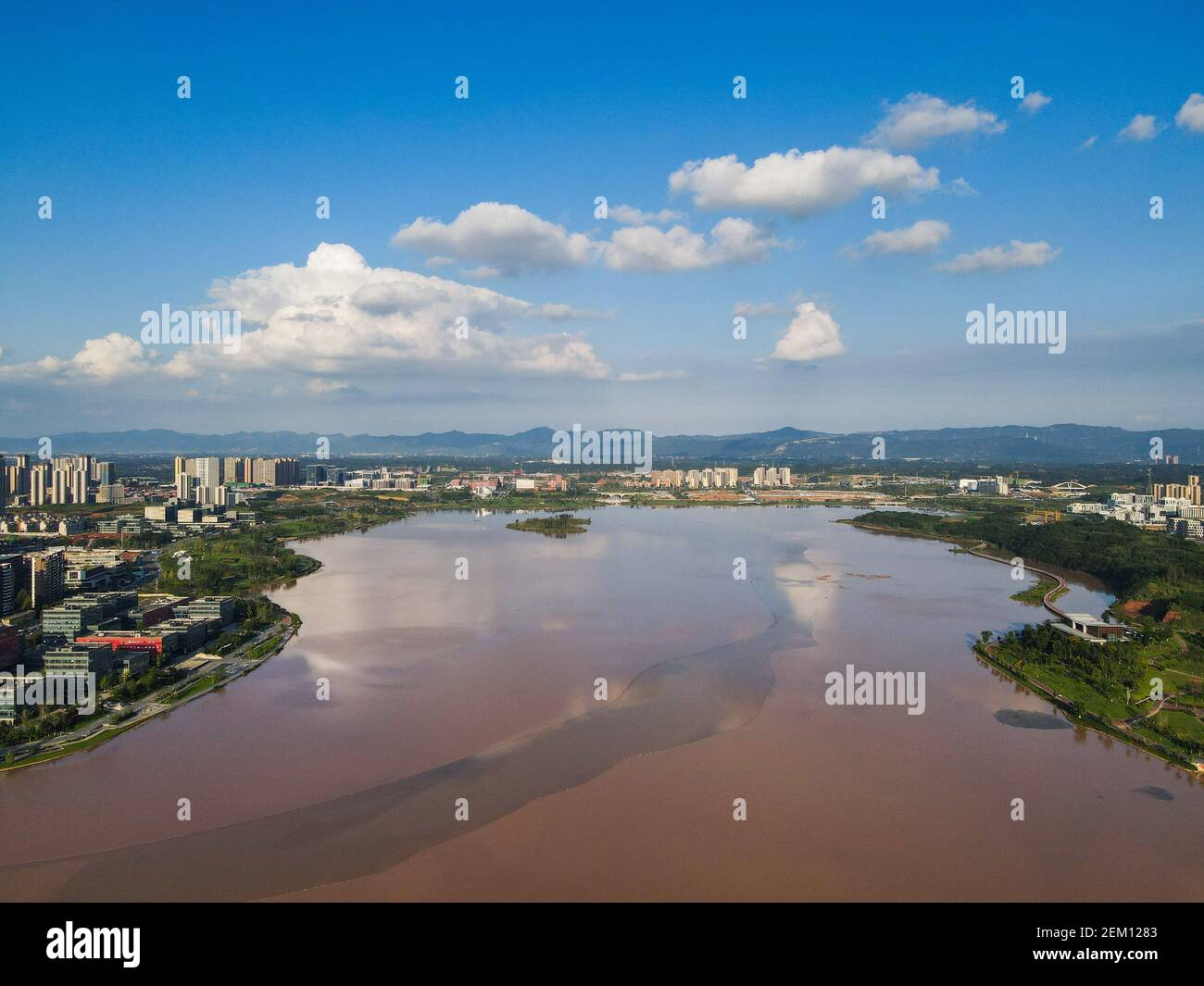 --FILE--An aerial view of Chengdu Science City, Tianfu Jingrong Center, and Tianfu New Economy ...
