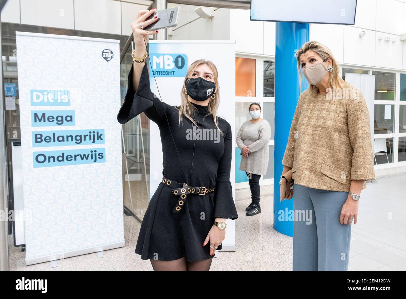 Queen Maxima during a working visit to MBO school Utrecht. The visit focused on the impact of ...