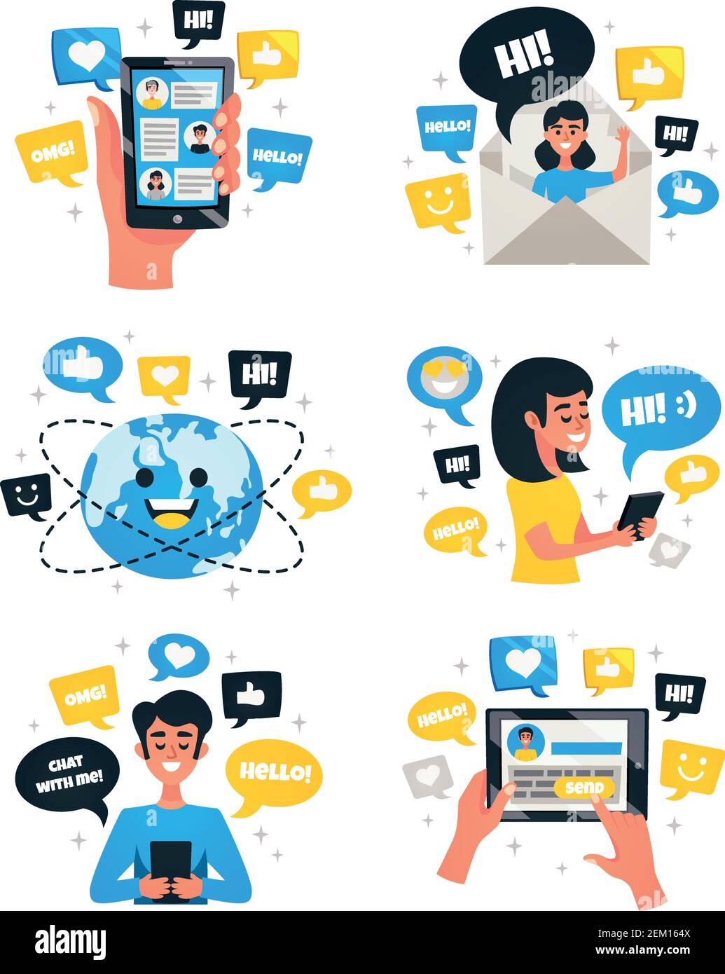 Interactive chat communication worldwide with electronic mobile devices ...