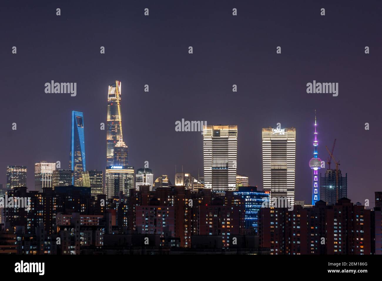 Skyscrapers at the Lujiazui New Area and the Bund stand steadily with ...