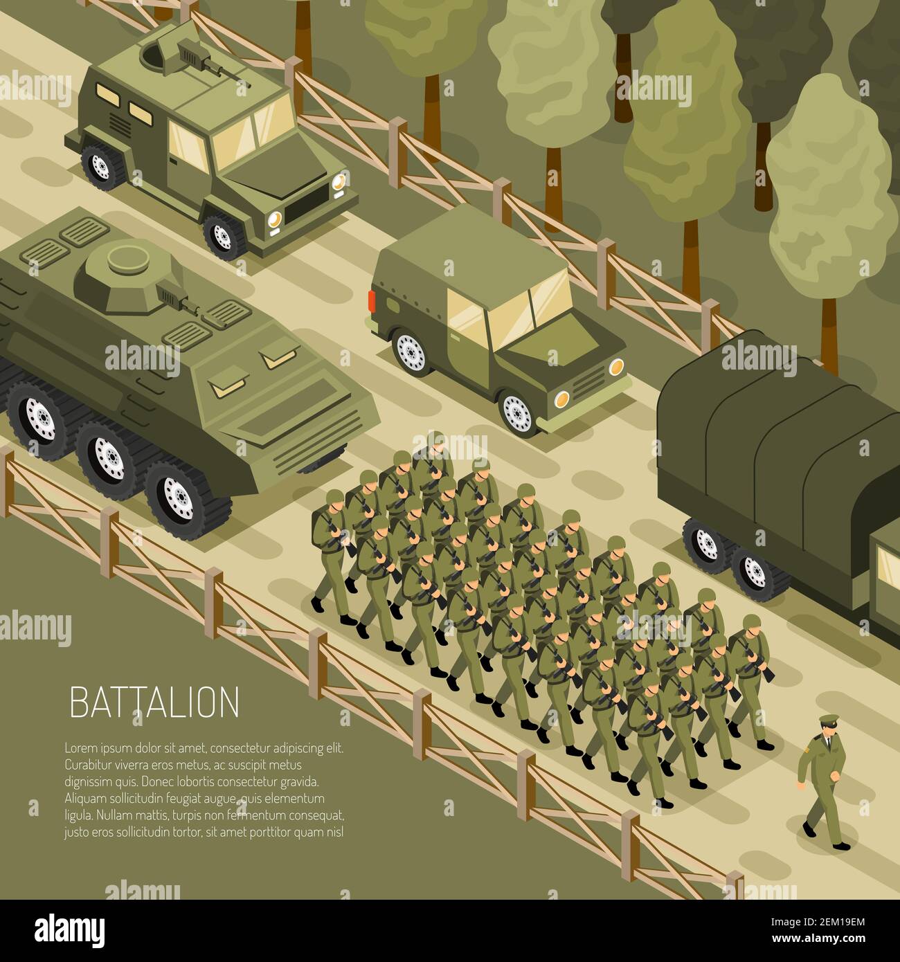Military vehicles composition with editable text and view army ...