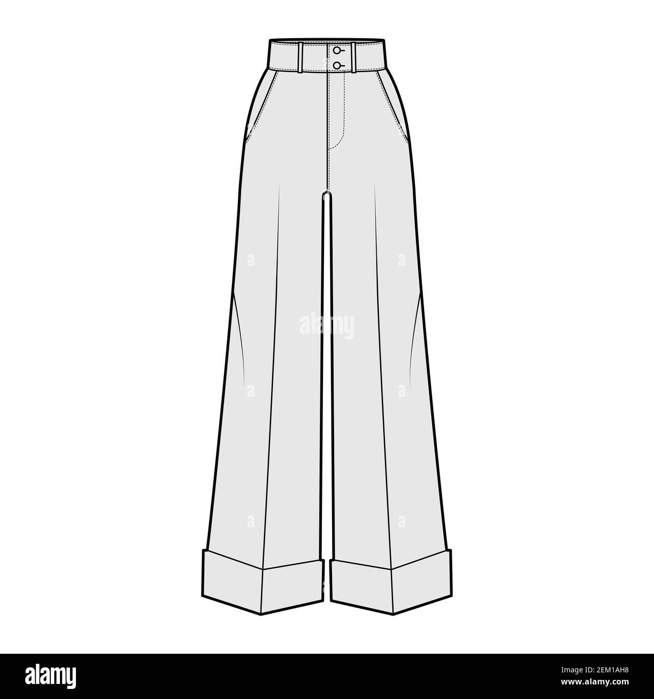 Pants oxford tailored technical fashion illustration with normal waist ...