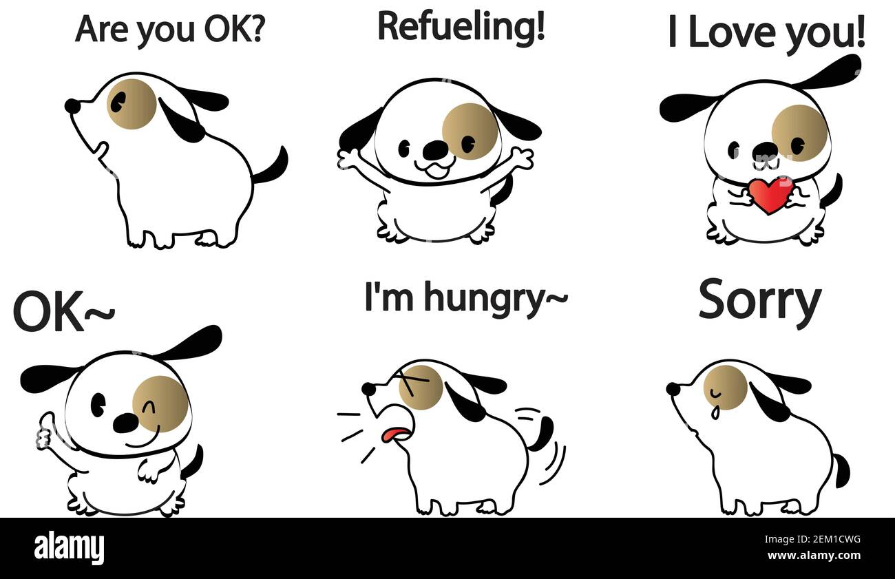 vector cartoon dog puppy action emoji set Stock Vector Image & Art - Alamy