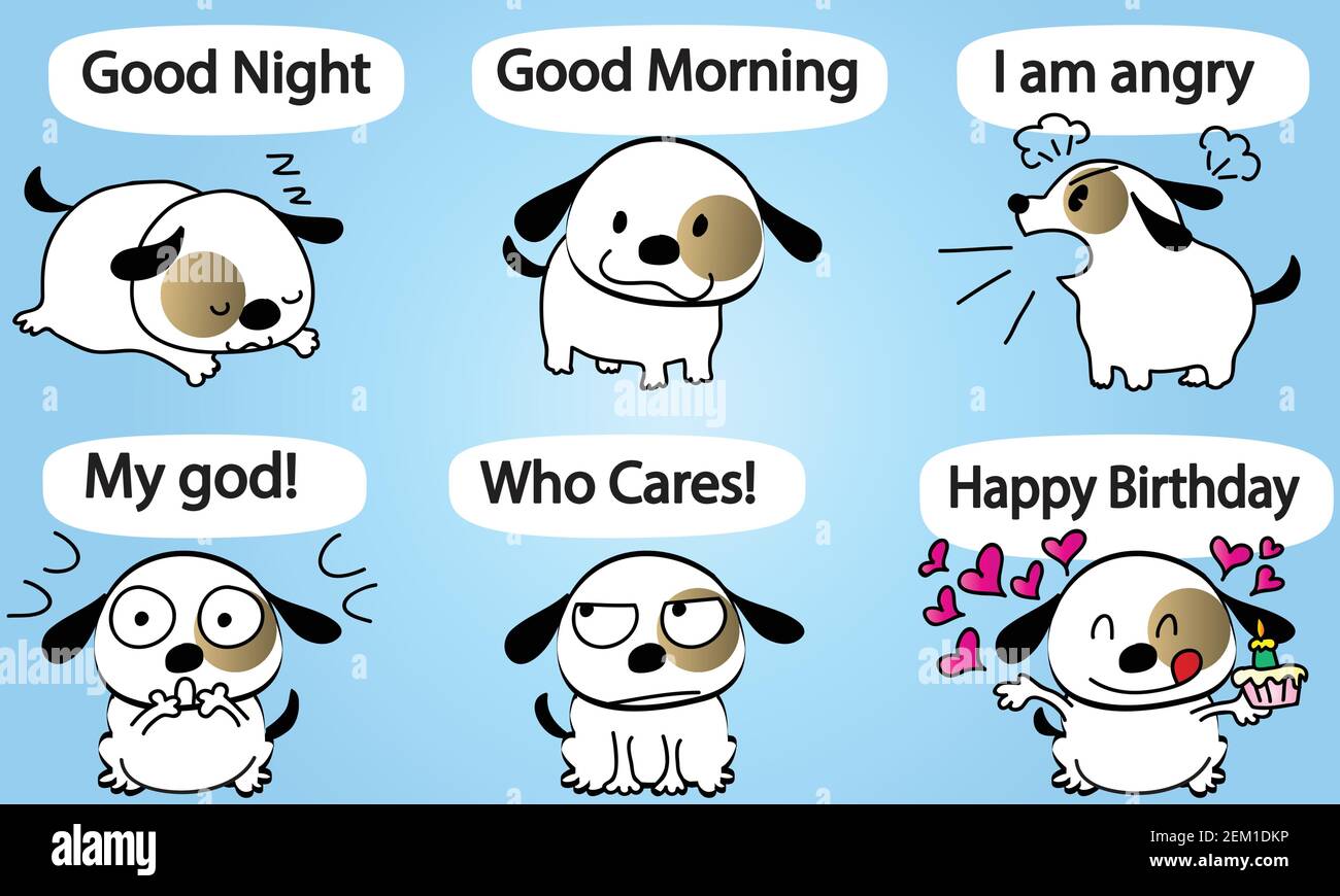 vector cartoon dog puppy action emoji set Stock Vector Image & Art - Alamy