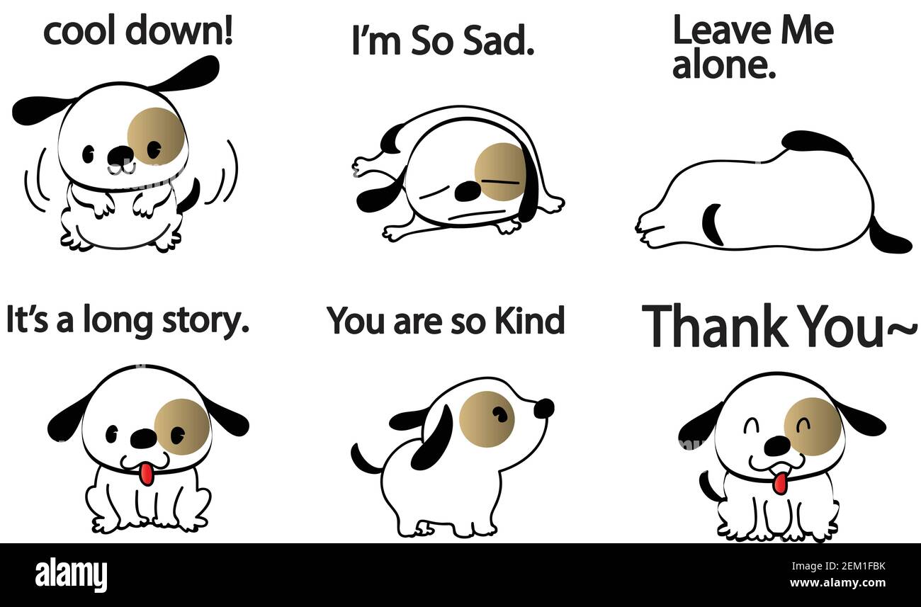 vector cartoon dog puppy action emoji set Stock Vector Image & Art - Alamy