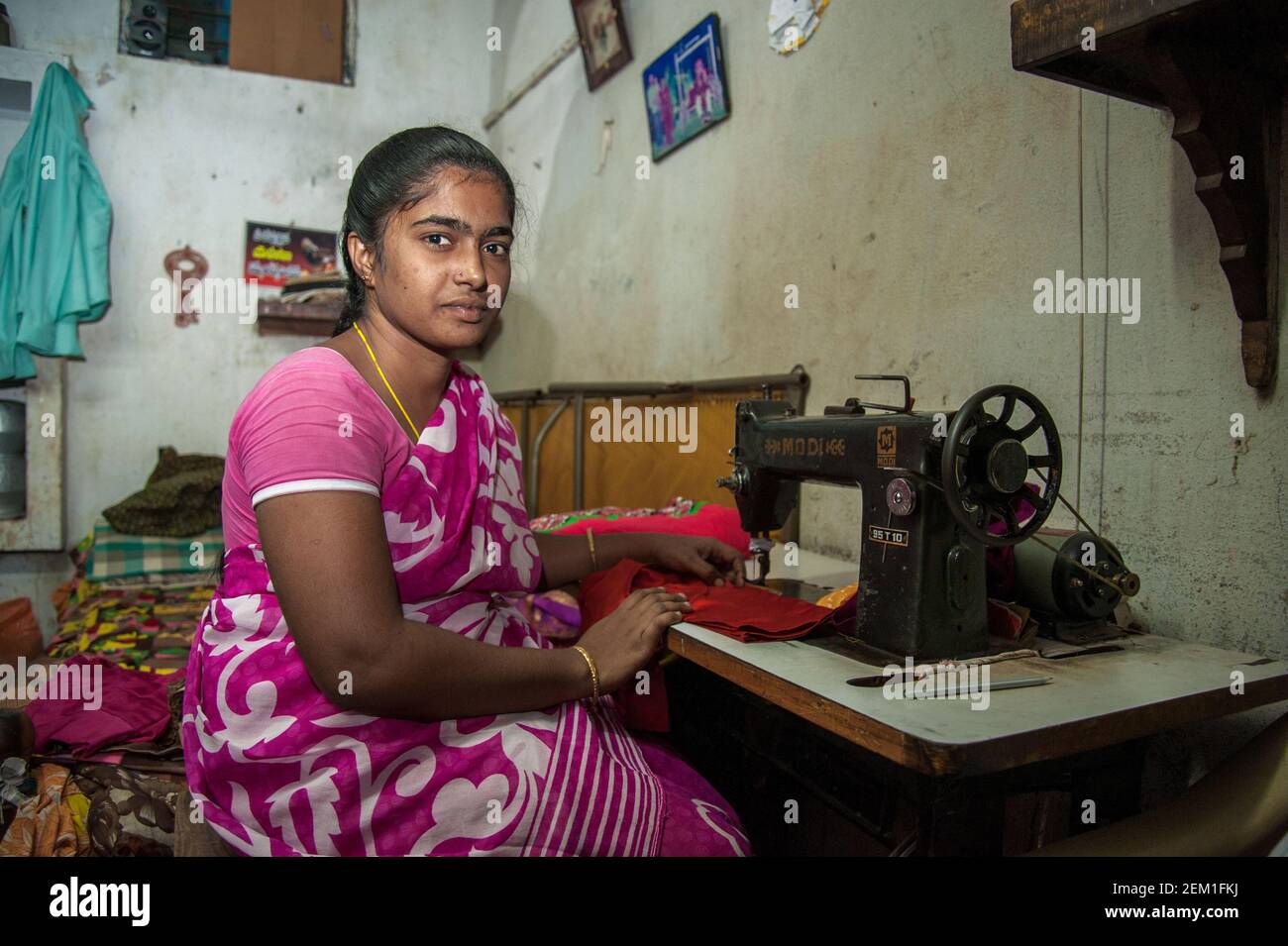 Woman,sewing,india hi-res stock photography and images - Alamy