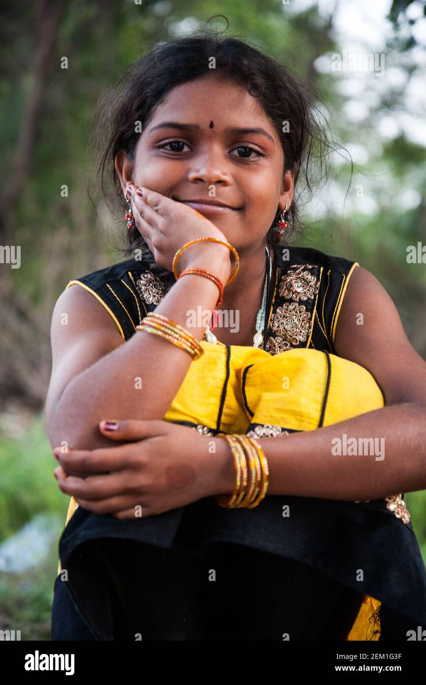 Nellore, Andhra Pradesh, India: Young girl, daughter of a person with ...