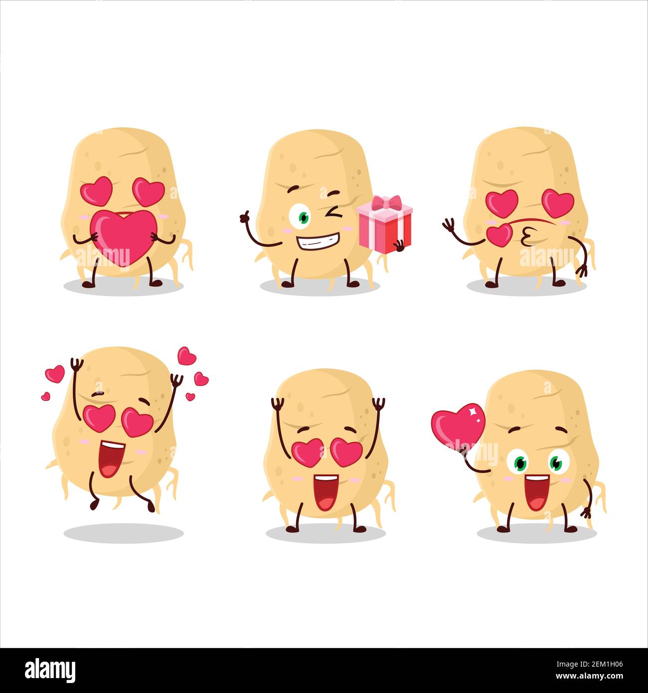 Turmeric cartoon character with love cute emoticon. Vector illustration ...